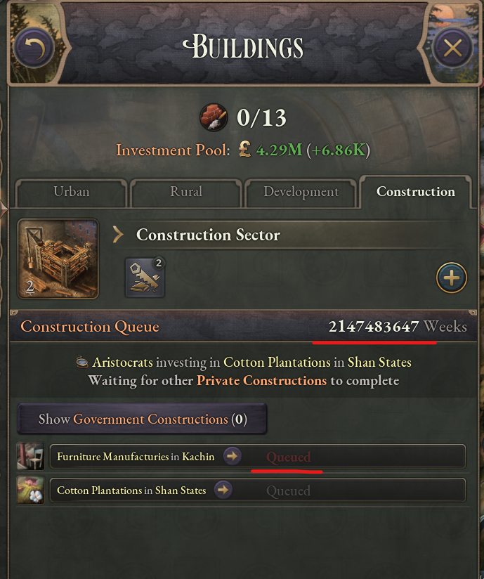 Private building queue got stuck due to map changes | Paradox Interactive Forums